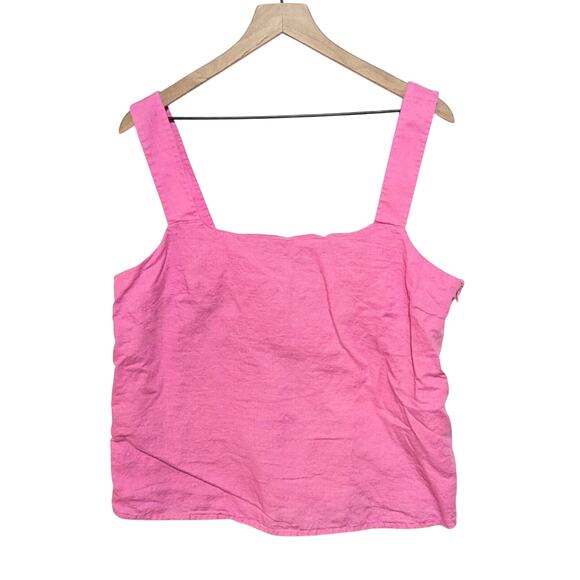 J. Crew | Tops | J Crew Linen Blend Square Neck Tank Top Womens Xl Pink ...